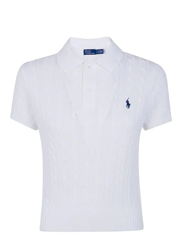 Polo Ralph Lauren Short Sleeve Polo Neck Sweater - White