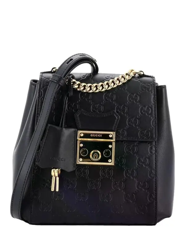 Gucci Padlock Ssima Leather Mini Backpack - Black