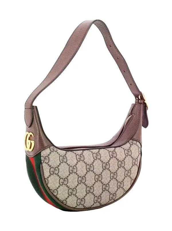 Gucci Ophidia Half Moon Bag Gg Coated Canvas Mini Hobo - Brown