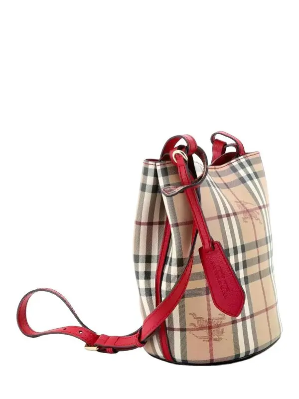 Burberry Lorne Haymarket Coated Canvas Small Bucket Bag - Brown