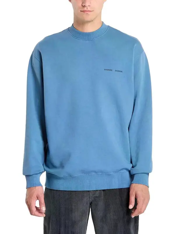 SAMSOE SAMSOE Logo Print Crewneck Sweatshirt - Blue