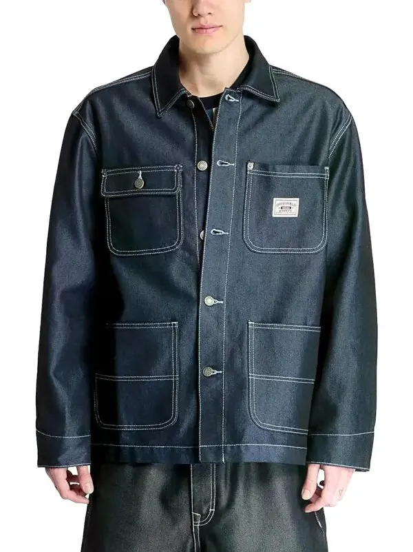 Guess Contrast-stitch Denim Chore Jacket - Blue