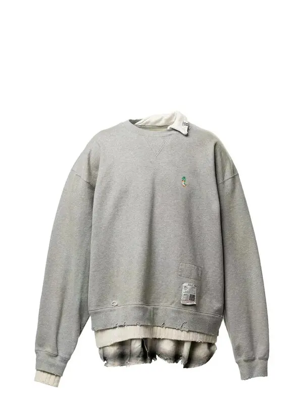 Mihara Yasuhiro Layered Design Distressed Sweatshirt - Grey