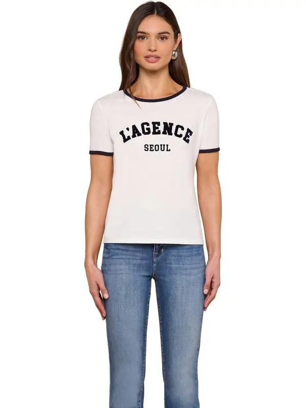 L'Agence Tommie Crewneck T-shirt With Seoul Logo - White/seoul