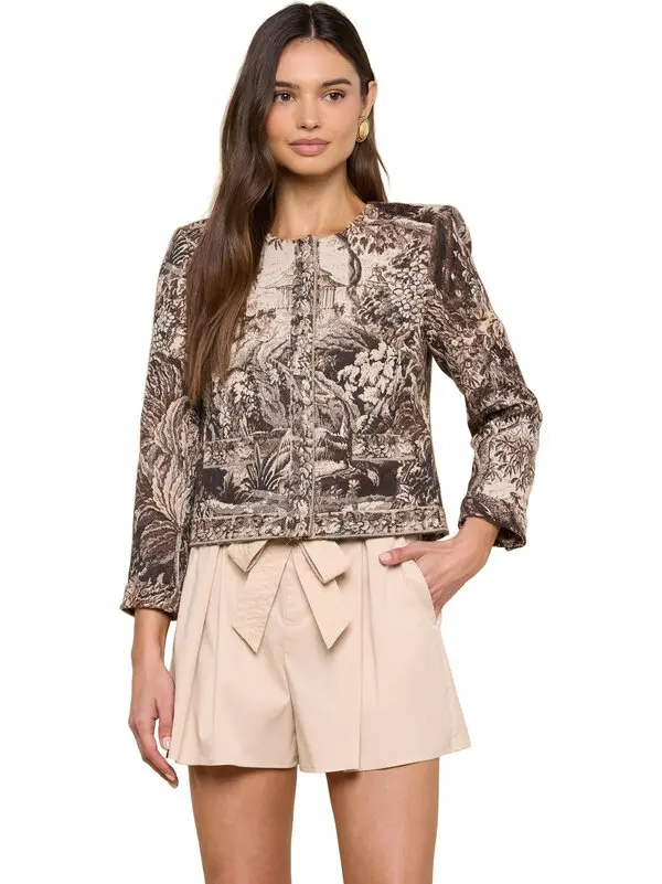 L'Agence Lian Tapestry Jacquard Jacket - Neutral Scenic Tapestry