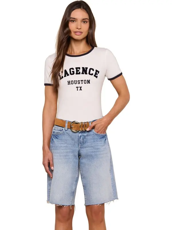 L'Agence Tommie Crewneck T-shirt - White/houston