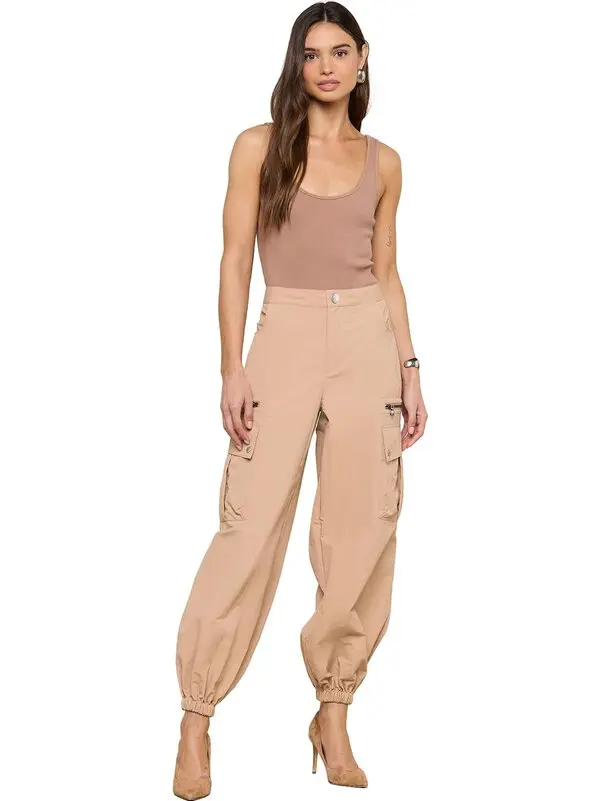 L'Agence Greer Nylon Cargo Jogger Pants - Praline