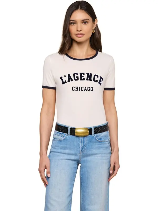 L'Agence Tommie Crewneck T-shirt - White/chicago