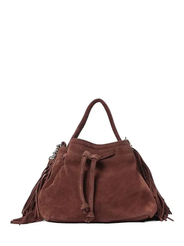 VIC MATIE Suede Bucket Bag With Fringe Detail - Brown