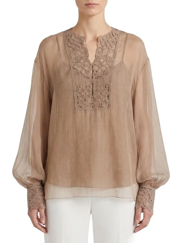 Ermanno Scervino Lace Detail Blouse - Beige