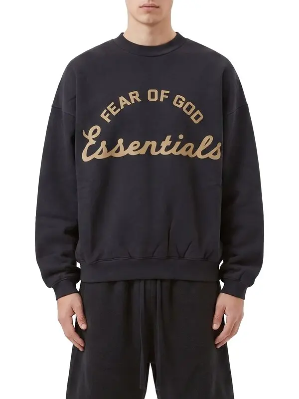 Fear Of God Relaxed Fit Crewneck Cotton Jumper With Logo - Black