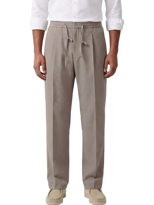BOSS Tailored Trousers With Drawstring Waist - Beige