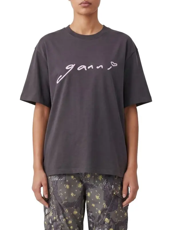 GANNI T-shirt With Logo - Grey