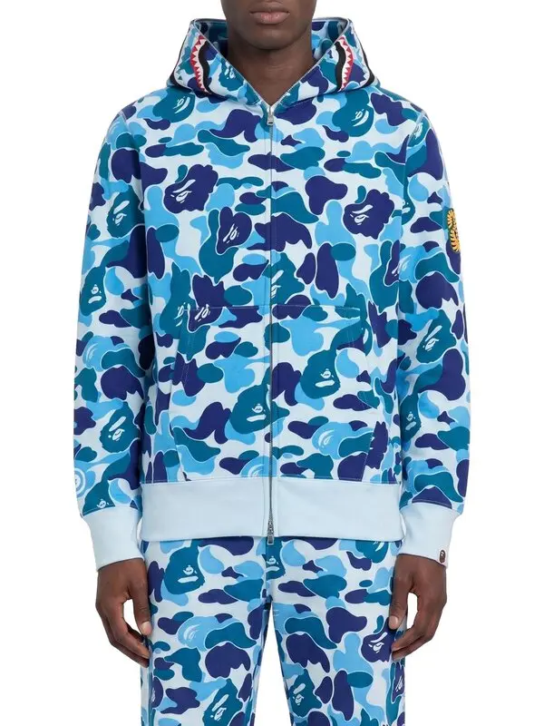 A BATHING APE Camouflage Zip-up Hoodie - Blue
