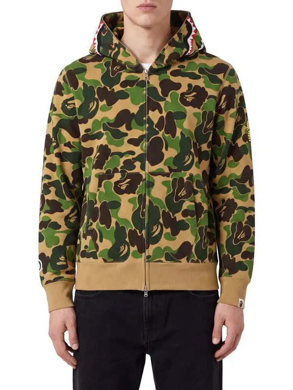 A BATHING APE Camouflage Cotton Hoodie - Green