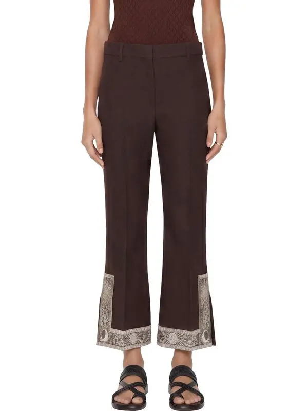 Burberry Embellished Flare Trousers - Brown