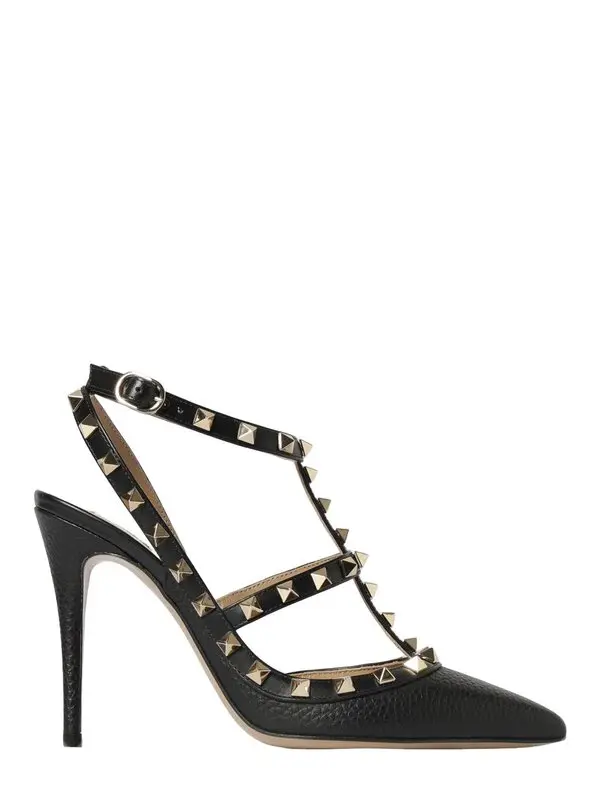 Valentino Garavani Rockstud Hammered Calfskin Pumps - Black