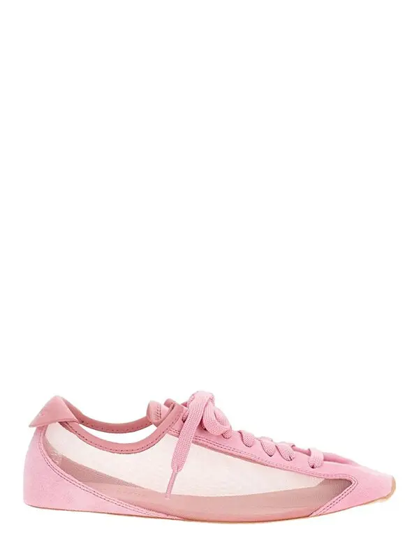 Jacquemus Les Tennis Sneakers In Lamb Leather, Suede, And Nylon Mesh - Pink