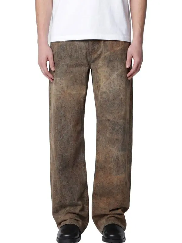 AGOLDE Mid-rise Wide-leg Jeans In Worn-effect Denim - Brown