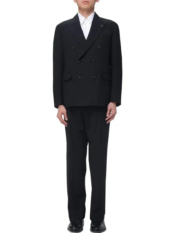 Tagliatore Double-breasted Virgin Wool Blend Suit - Black