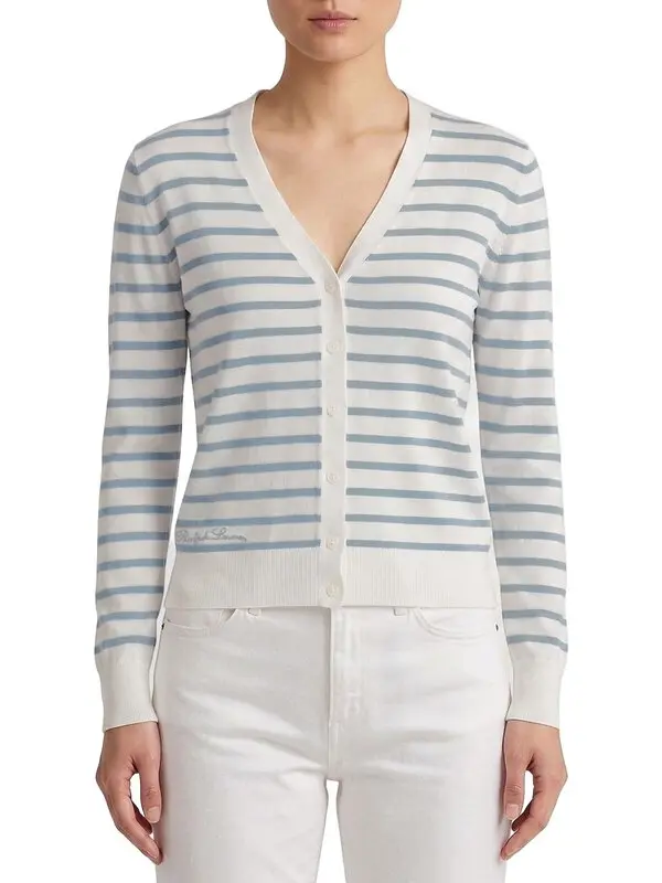 Ralph Lauren Striped Cardigan - Blue