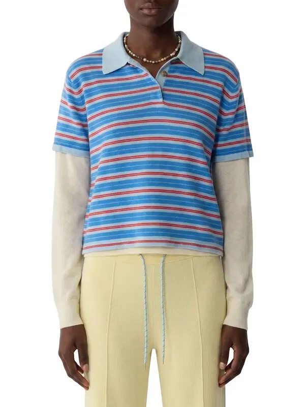 Guest In Residence Striped Polo Shirt - Blue