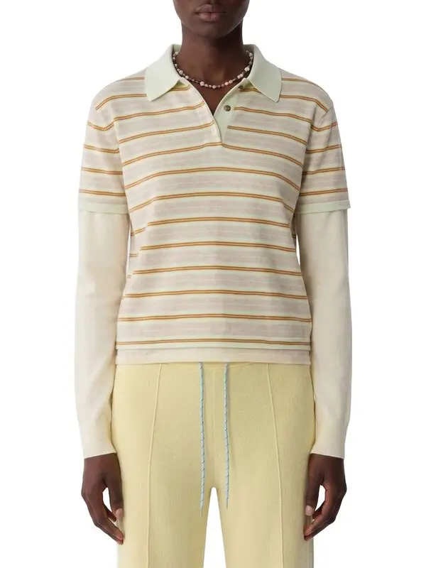 Guest In Residence Striped Polo Shirt - Lime