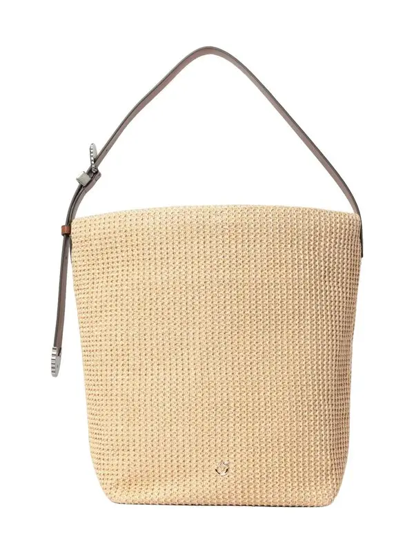 Pinko Woven Shoulder Bag With Buckled Strap - Brown