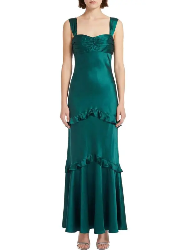 Saloni Ruffled Maxi Dress - Emerald