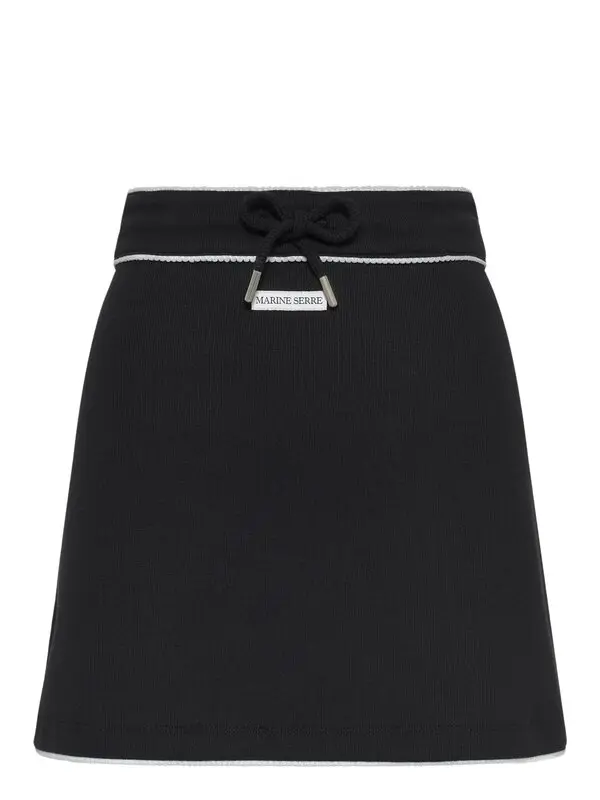 MARINE SERRE Mini Skirt With Drawstring Detail - Black