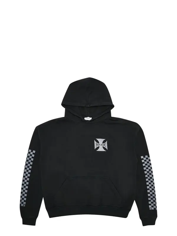Rhude Checker Logo Hoodie - Black