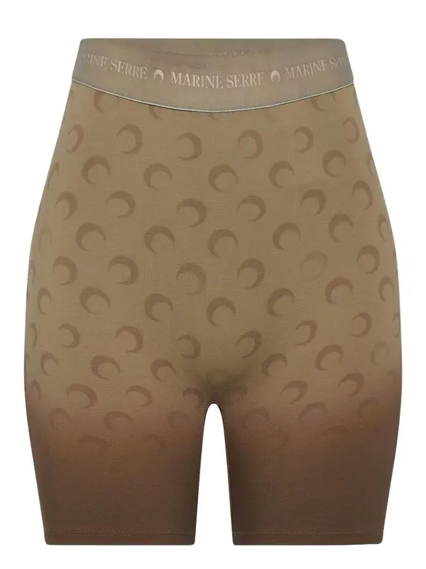 MARINE SERRE Faded Moon Print Mini Shorts - Brown