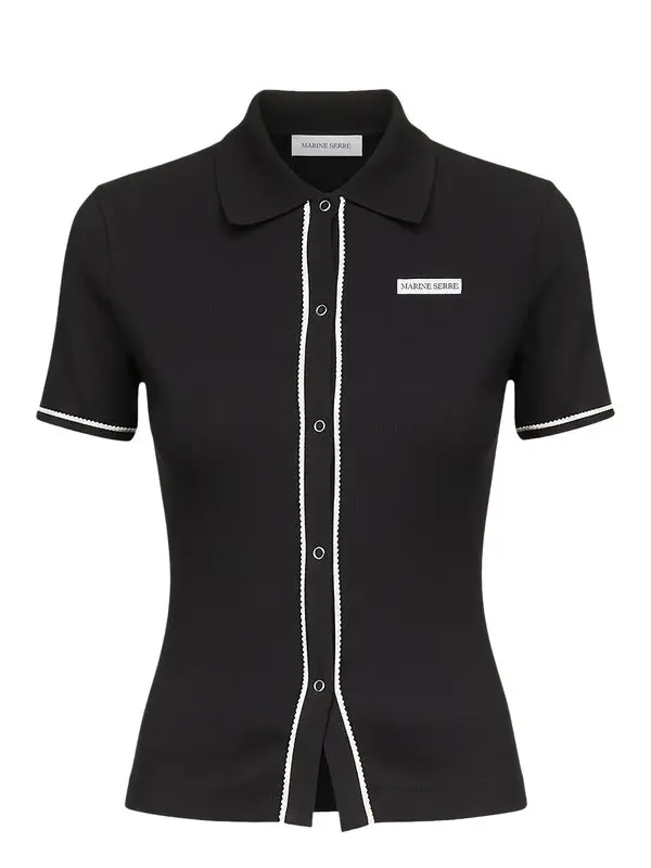 MARINE SERRE Short-sleeve Polo Shirt - Black