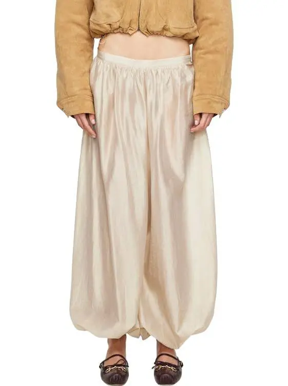 Lioness Ember Balloon Pants In Shimmery Satin - Taupe