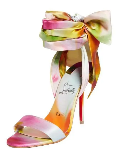 CHRISTIAN LOUBOUTIN Miss Z Du Desert Ankle Wrap Stiletto Sandals - Pink Multi