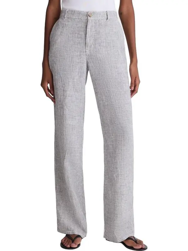 Madewell The Zoe Relaxed Straight Pants - Black White Mini Stripe