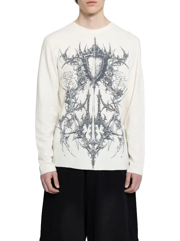 JADED LONDON Kasper Digital Print Long Sleeve Thermal T-shirt - Cream