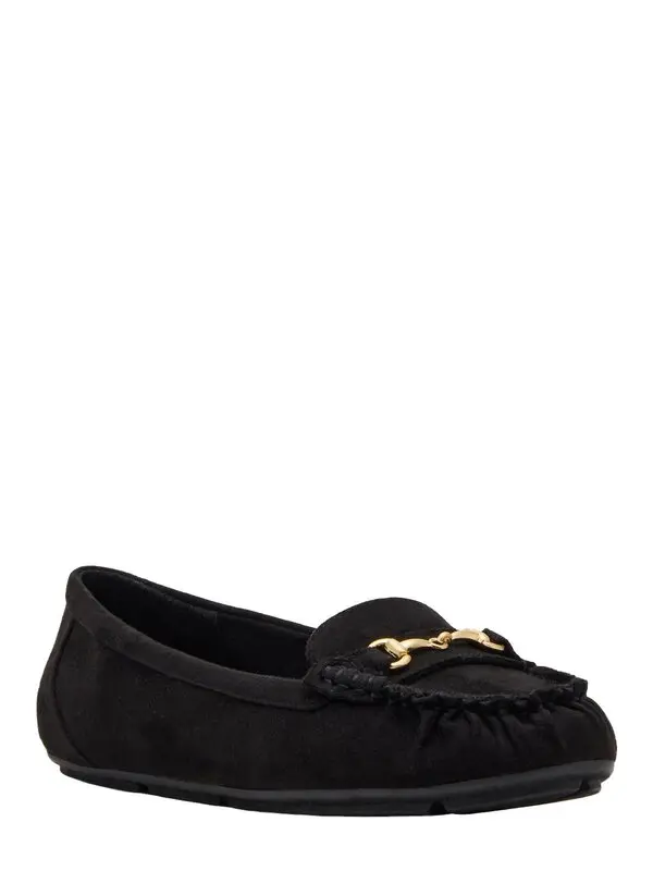 Anne Klein Hewlett Bit Moc Toe Loafers - Black Suede