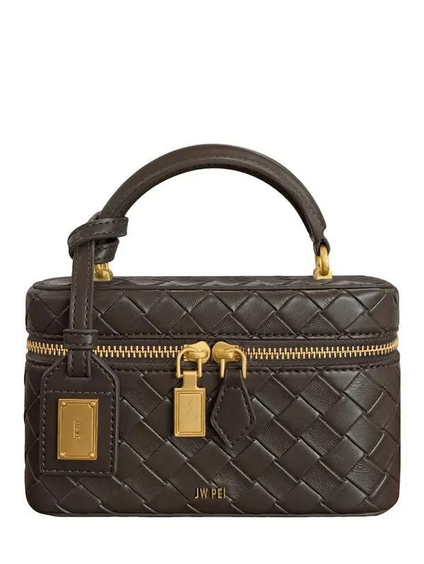 Jw Pei Cleo Woven Faux Leather Top Handle Bag - Dark Brown