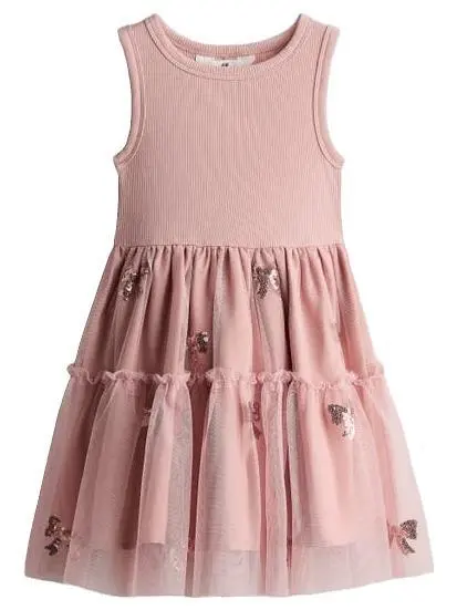 H&m Sleeveless Dress With Tulle Skirt - Light Pink