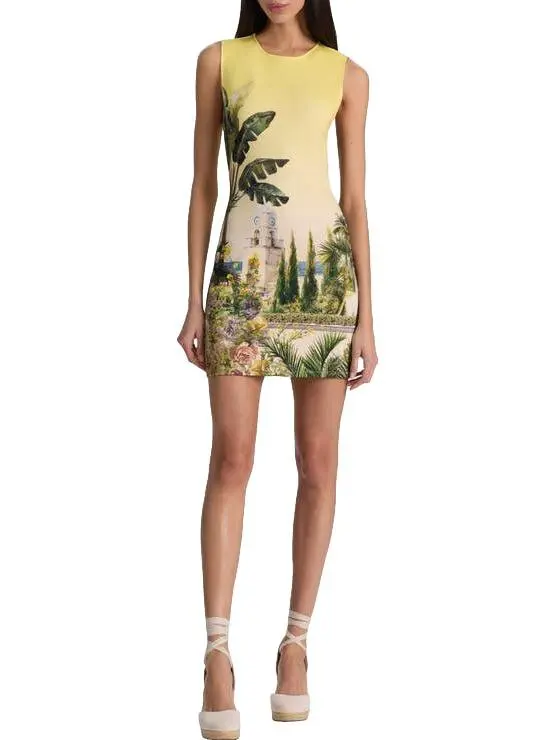 Alice + Olivia Wynell Landscape Print Sheath Mini Dress - Pure Paradise