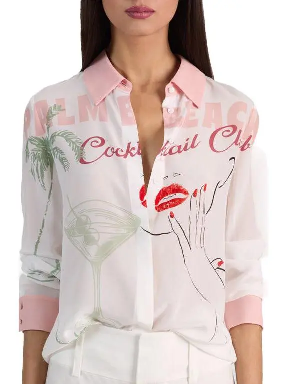 Alice + Olivia Willa Print Silk Button-up Shirt - Cocktail Club