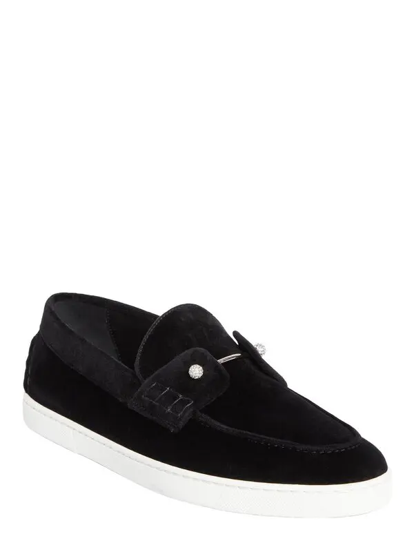 CHRISTIAN LOUBOUTIN Chambeliboat Loafer - Black/crystal