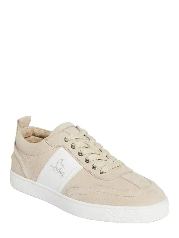 CHRISTIAN LOUBOUTIN Retero Nubuck Leather Sneakers - Beige/white