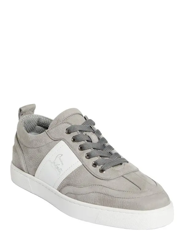 CHRISTIAN LOUBOUTIN Retero Nubuck Leather Sneakers - Phantom Grey/white