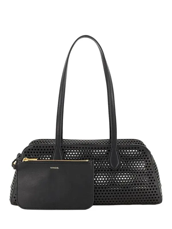 Vince Athene Perforated Leather Shoulder Bag - Black