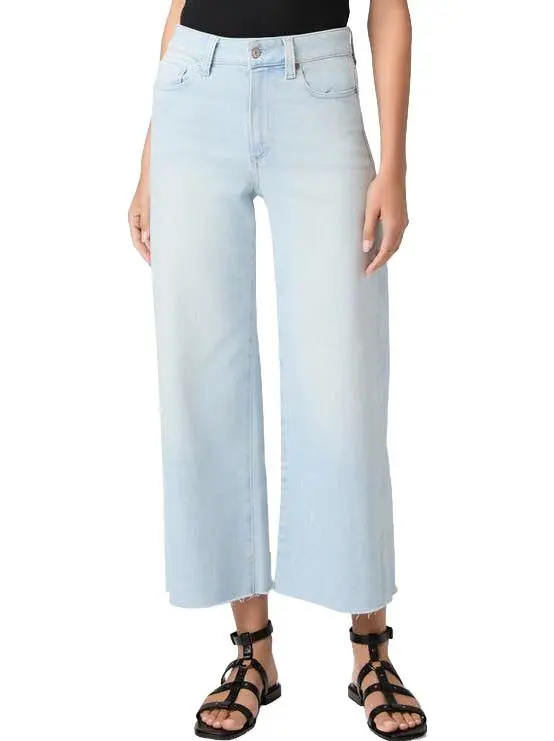 Paige Vanessa Raw Hem Ankle Wide Leg Jeans - Motif