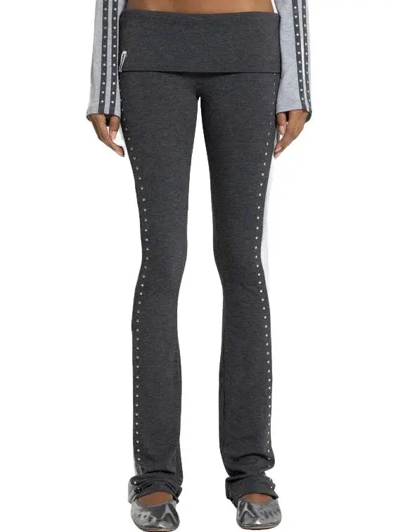 JADED LONDON Foldover Studded Leggings - Grey