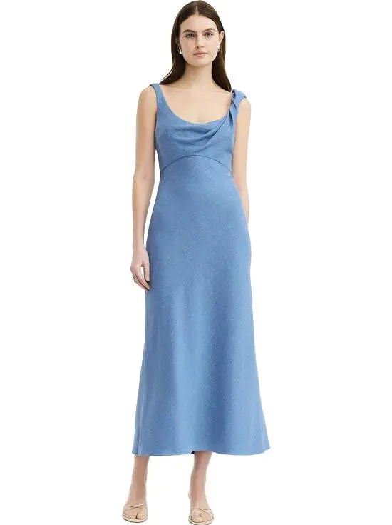 Lela Rose Linen Twist Detail Dress - Blue