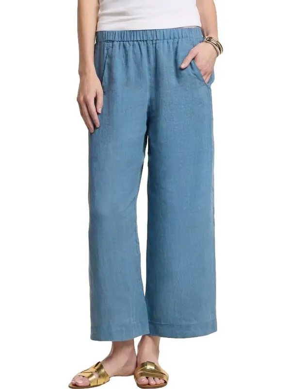 Velvet By Graham & Spencer Lola Linen Wide Leg Cropped Pants - Red